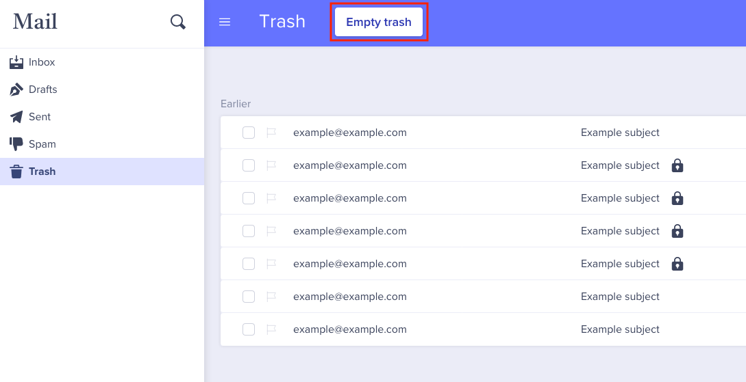 Empty trash – StartMail