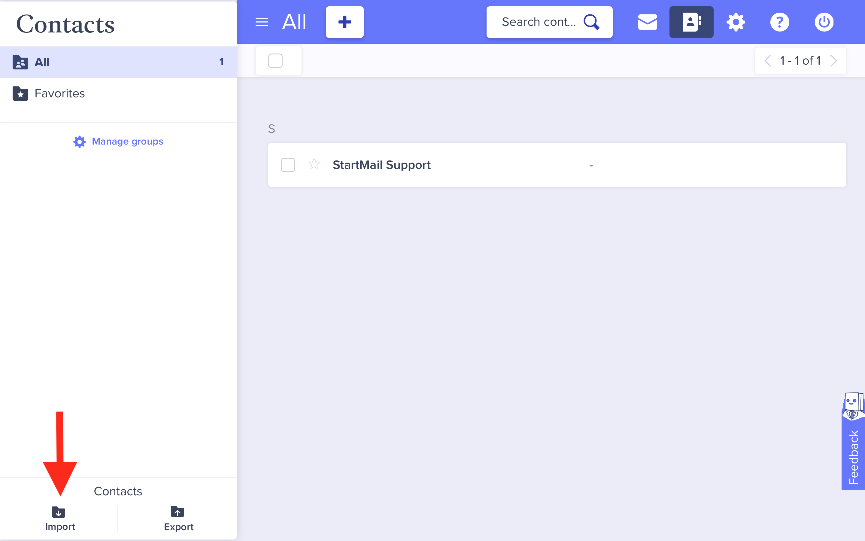 Import contacts – StartMail