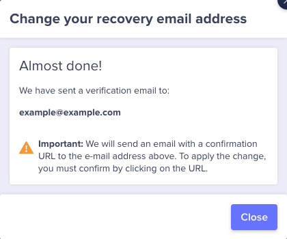 Recovery email address – StartMail