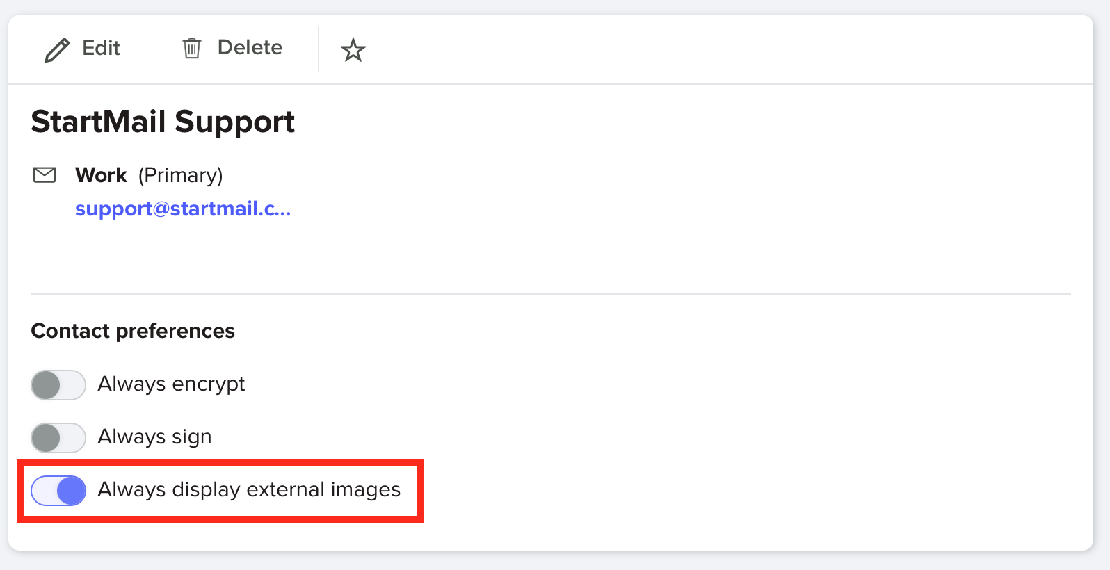 External images – StartMail