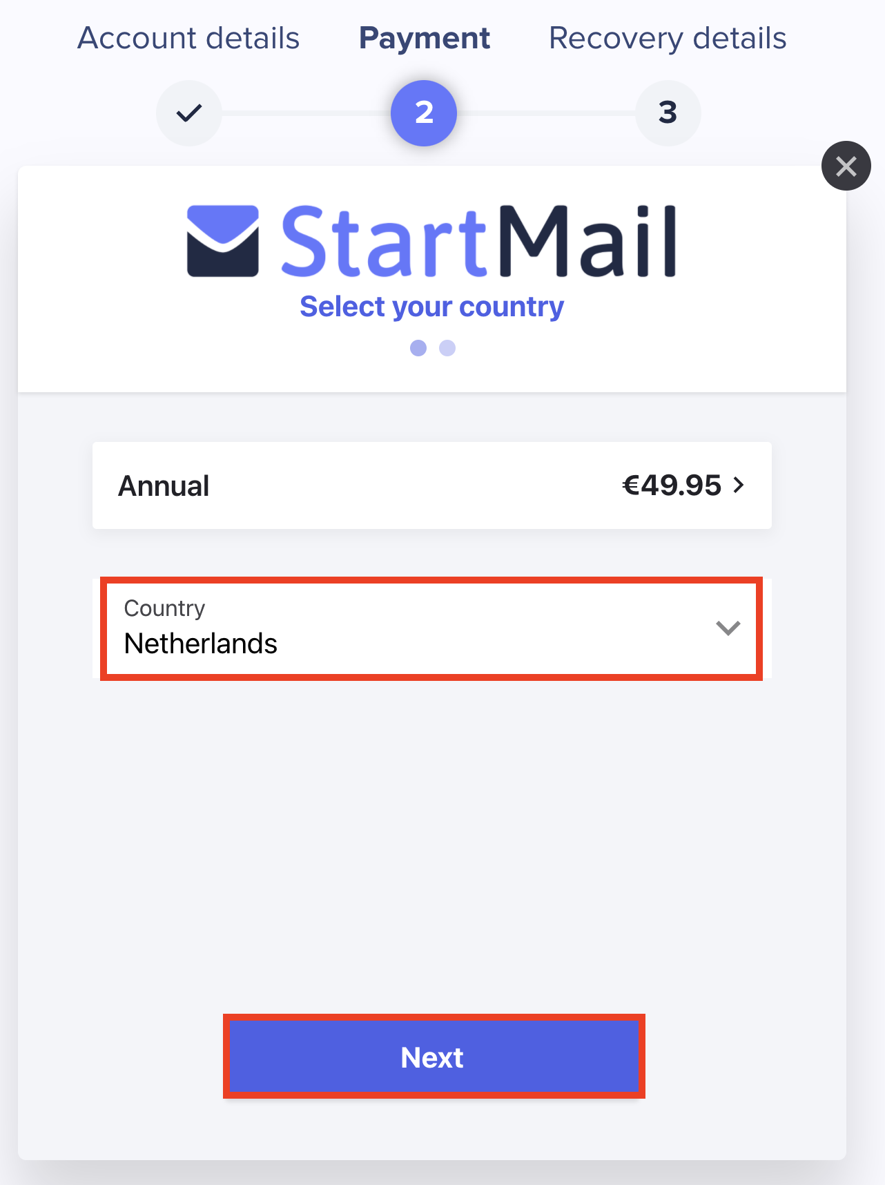 Create a Personal Account – StartMail