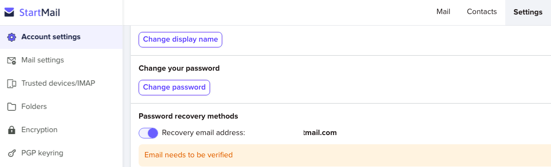 Recovery Email Address – StartMail