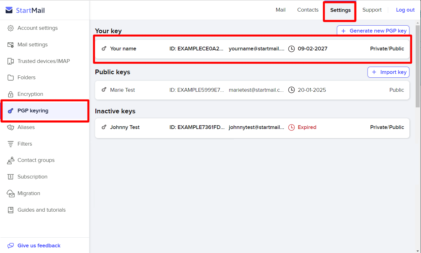 PGP passphrase – StartMail