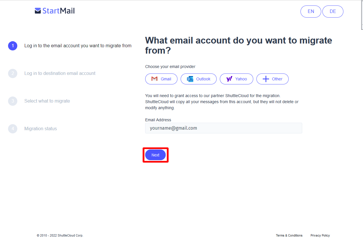 E-Mail and Contact migration tool – StartMail