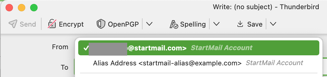 Send email from alias in email client – StartMail